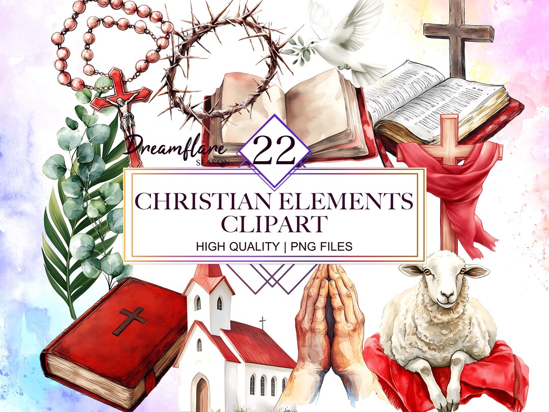 22 Watercolor Christian Elements PNG Bundle, Lenten Season PNG, Holy ...