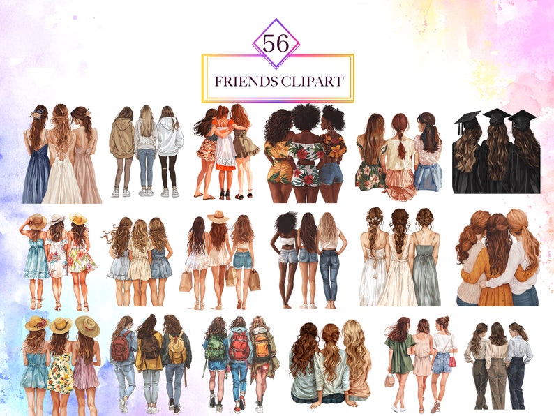 Friendship Day PNG Clipart Bundle, Friends Clipart, Besties Clipart ...