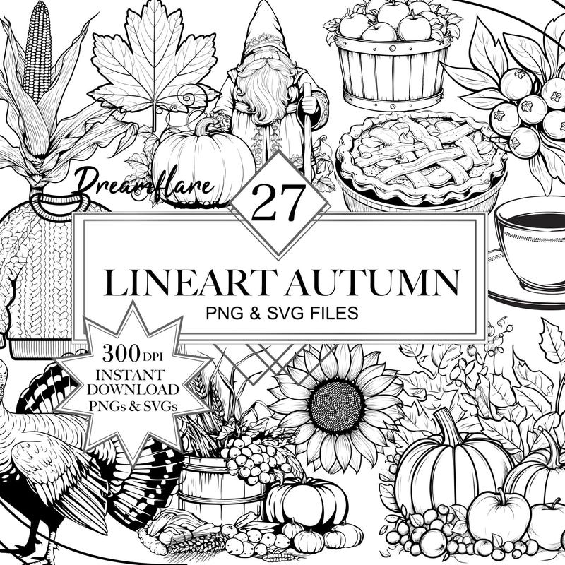 Line Art Autumn - Etsy