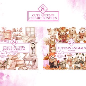 Cute Autumn Clipart Mega Bundle, Thanksgiving PNG, Autumn Season PNG ...