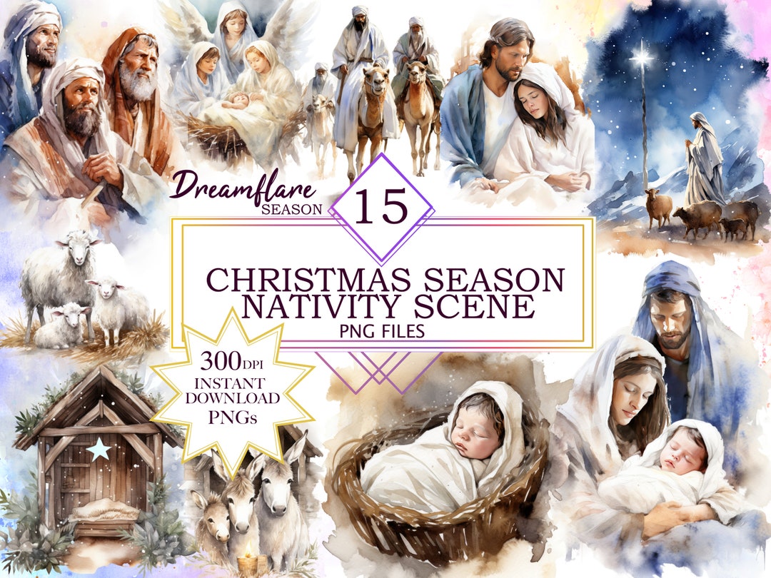 Christmas Nativity Scene Clipart PNG, Christmas Bundle, Nativity PNG ...