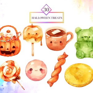 Halloween Treats Clipart Bundle, Watercolor Halloween PNG, Halloween ...
