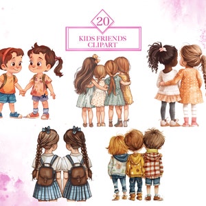 Kids Friendship Day PNG Clipart Bundle, Friend Clipart, Besties Clipart ...