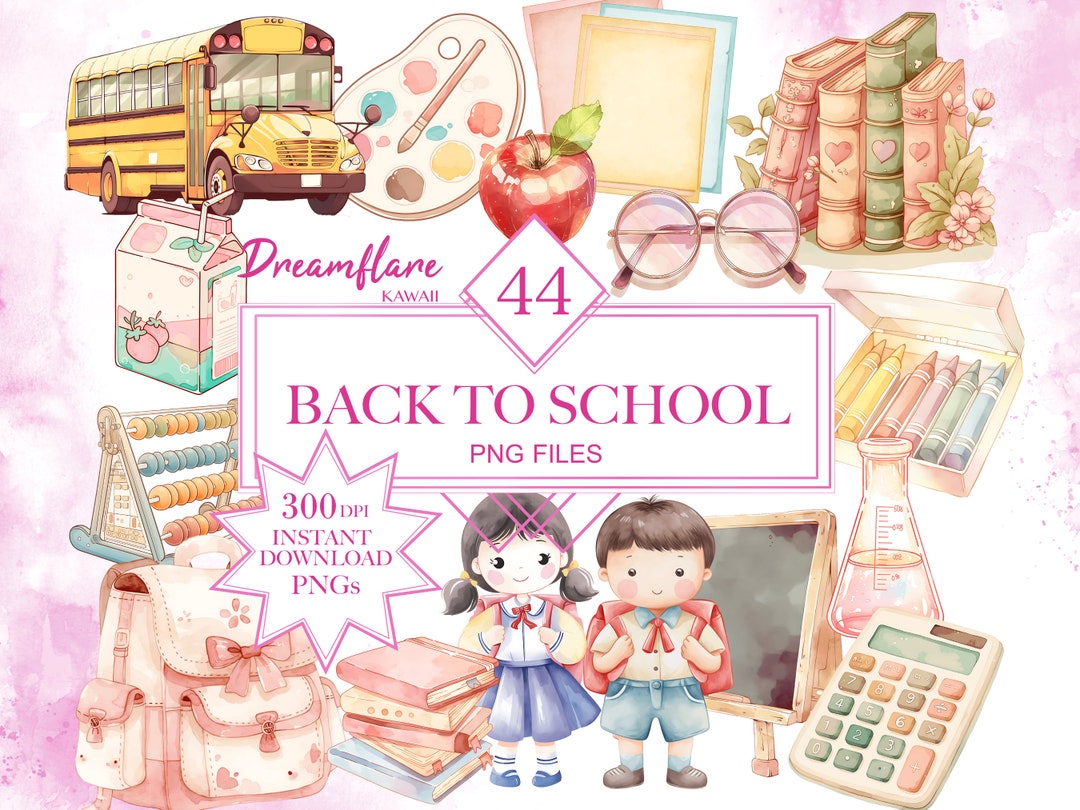 Watercolor Back to School PNG Clipart, Students Clipart, Back to School ...