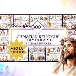 366 Watercolor Religious Holy Clipart Mega Bundle, Christian PNG ...