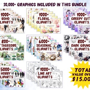 Whole Shop Clipart Bundle, Lifetime Access Clipart Graphics, Instant ...