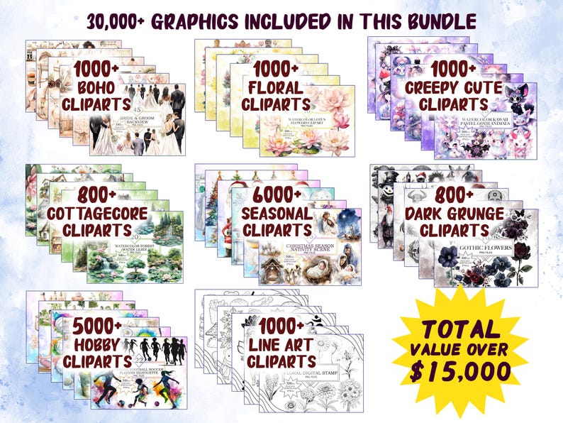 Whole Shop Clipart Bundle, Lifetime Access Clipart Graphics, Instant ...