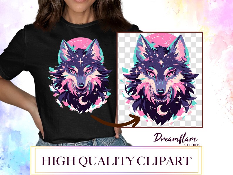Pastel Goth Wolf PNG Clipart, Pastel Goth Clipart, Creepy Cute Clipart ...
