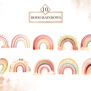 Watercolor Boho Elements Clipart Bundle, Watercolor Boho Doodle PNG ...