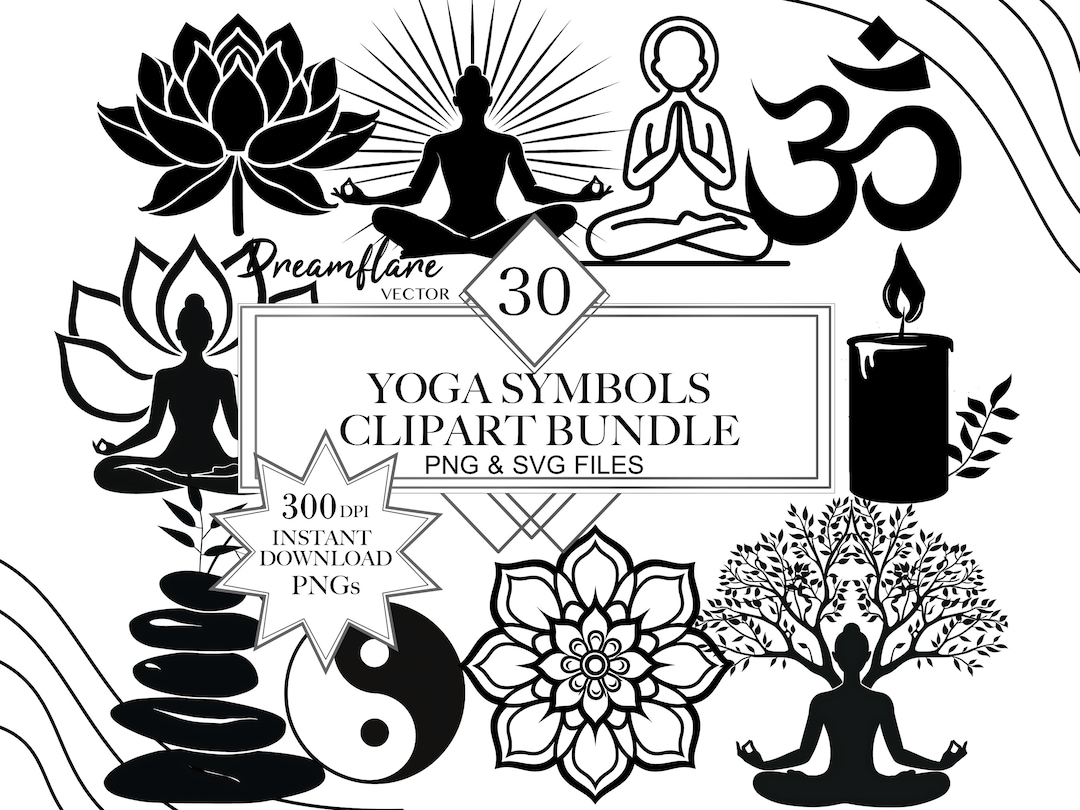 Yoga Symbols PNG & SVG Bundle, Meditation Svg, Lotus Flower Svg, Yoga ...
