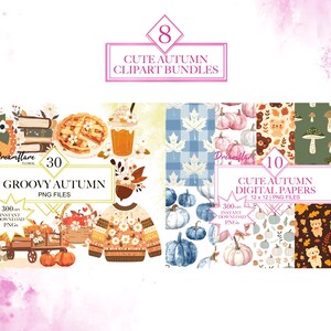 Cute Autumn Clipart Mega Bundle, Thanksgiving PNG, Autumn Season PNG ...