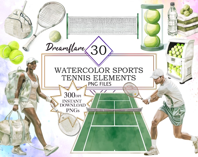 Tennis Clipart, Sports Clipart PNG Bundle, 73 PNG Tennis Clipart Bundle ...