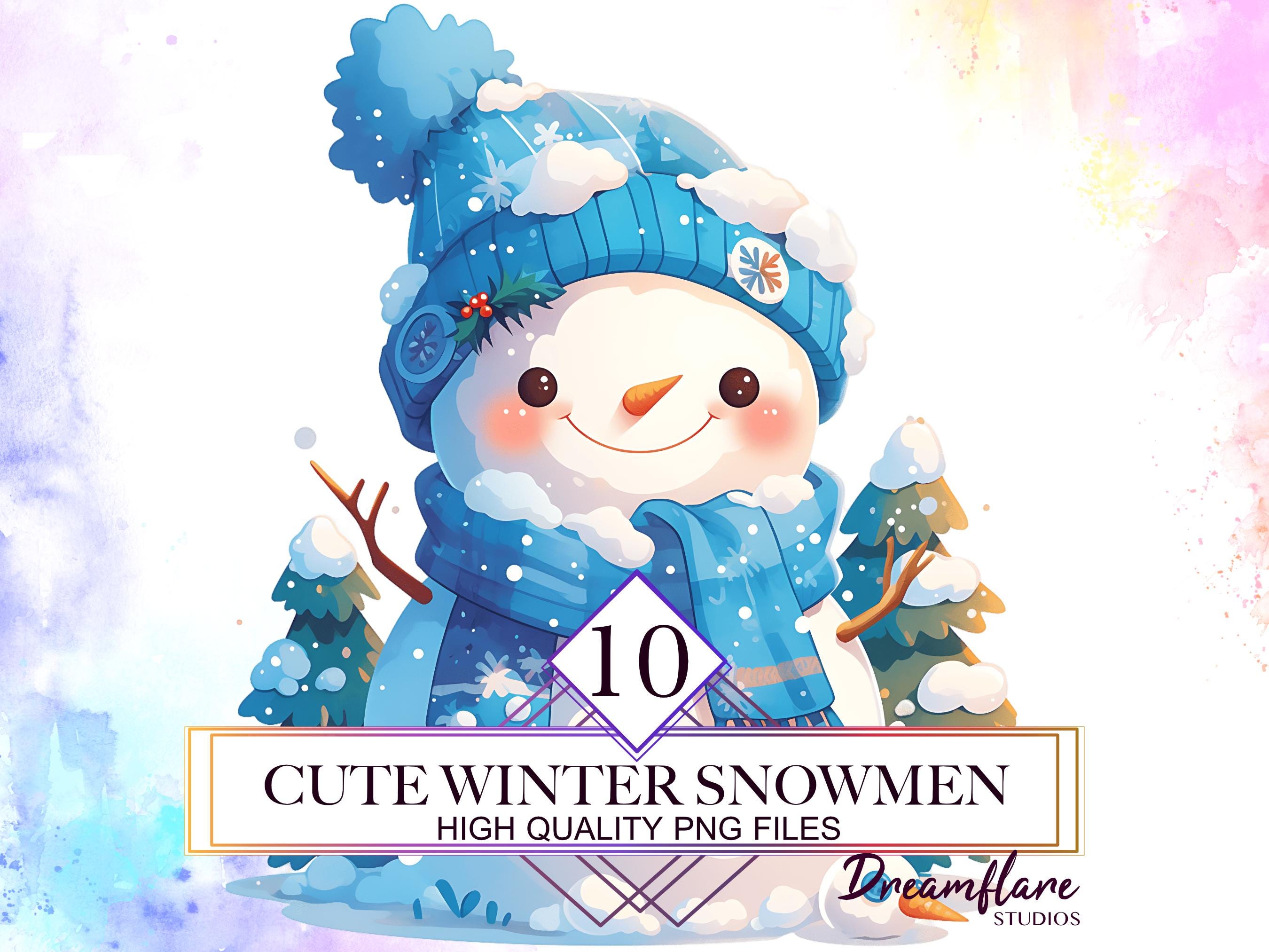 10 Cute Winter Snowmen PNG Bundle, Winter Snowman Clipart, Cute Snowman ...