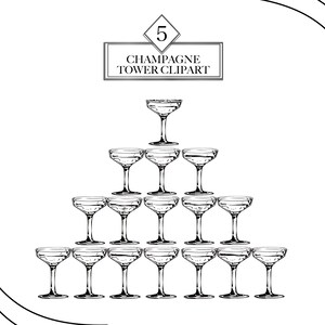 Hand Drawn Champagne Tower PNG SVG Clipart, Line Art, Wedding Timeline ...