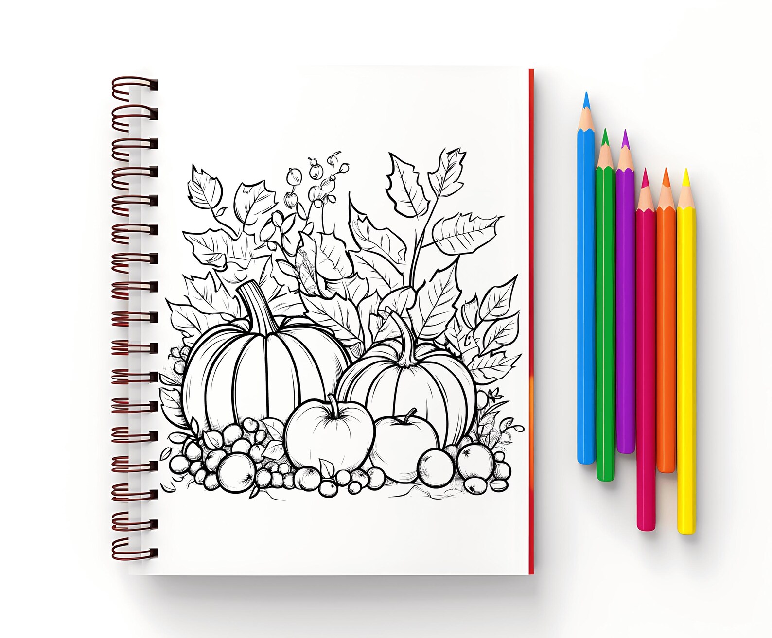 Line Art Autumn PNG and SVG Bundle, Autumn SVG, Digital Stamp, Coloring ...