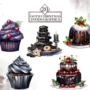 Watercolor Goth Christmas Foods PNG Bundle, Christmas Foods Clipart ...