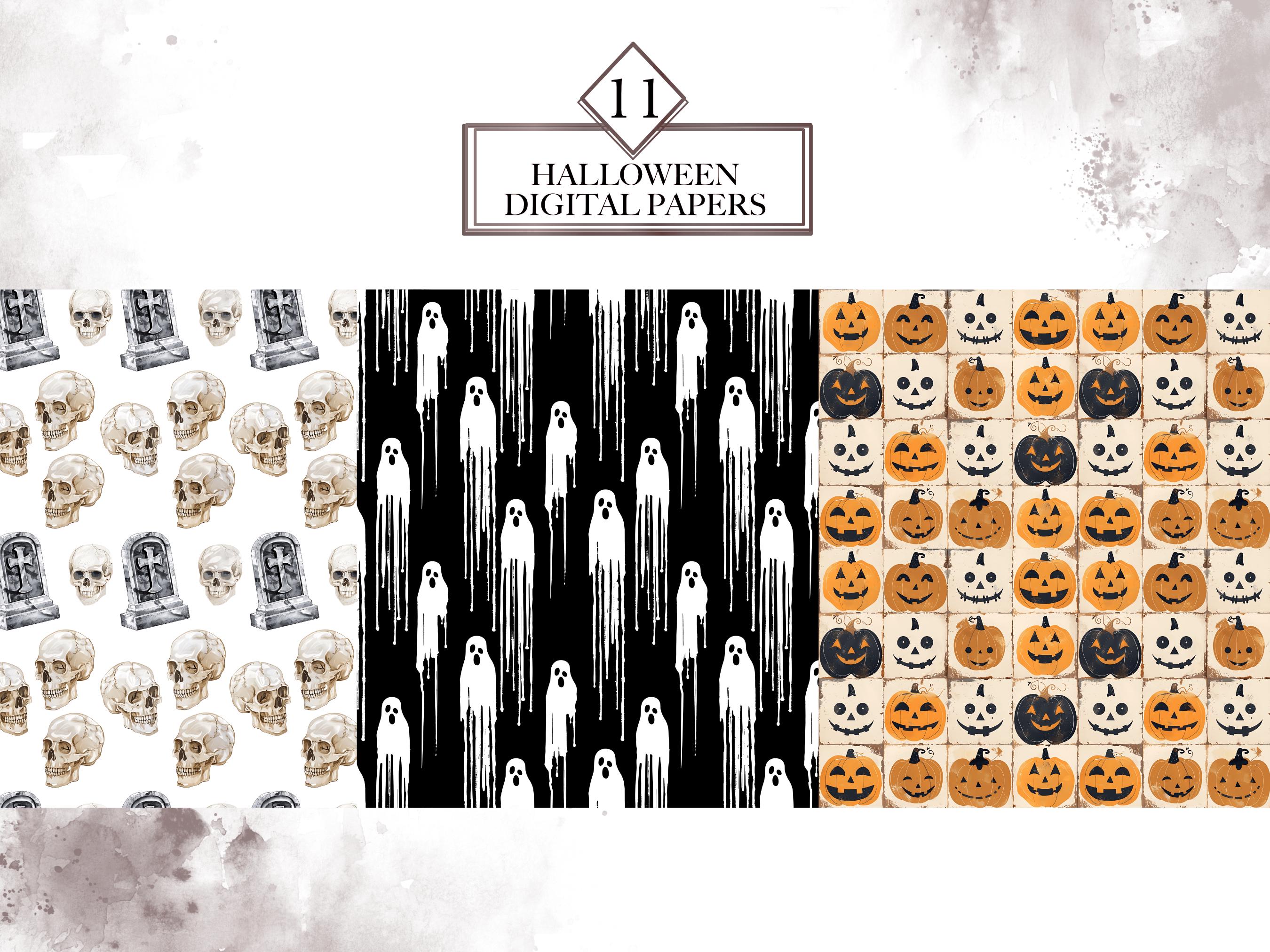 Halloween Digital Papers PNG Bundle, 12x12 Digital Paper, Seamless ...