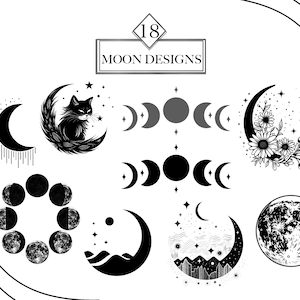 Moon SVG & PNG Clipart Bundle, Moon SVG, Realistic Moon Clipart ...