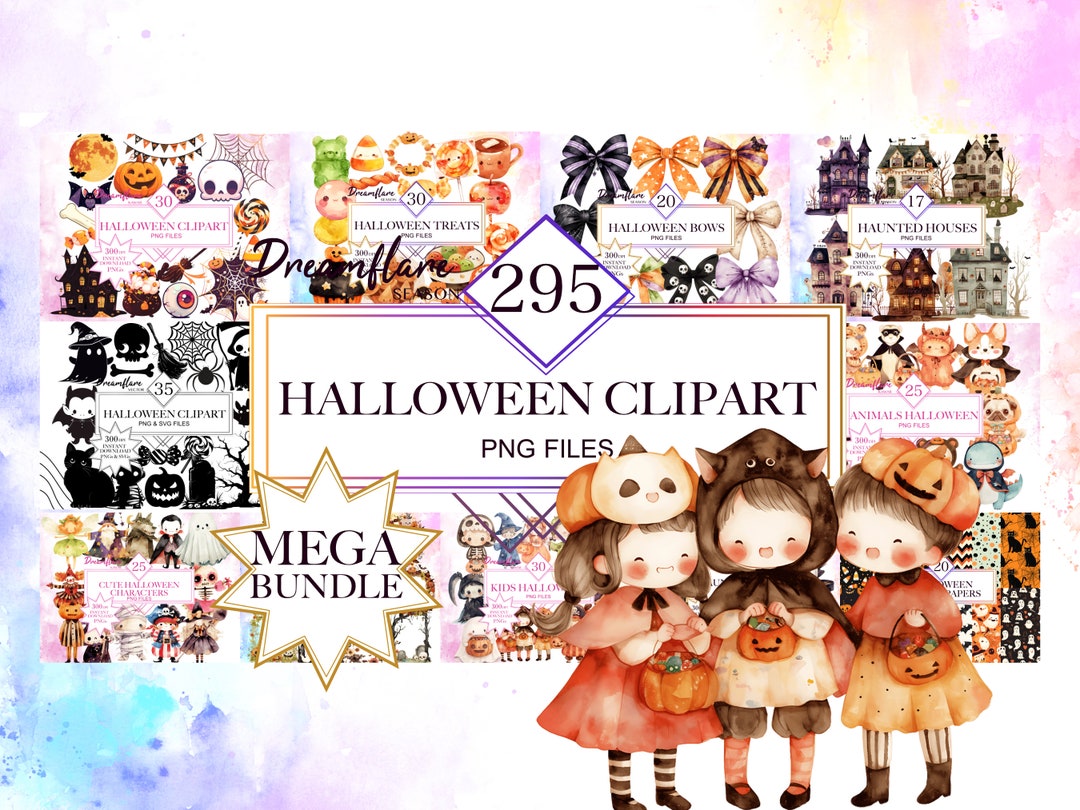 Halloween Clipart Mega Bundle, Halloween PNG Bundle, Spooky Cute ...