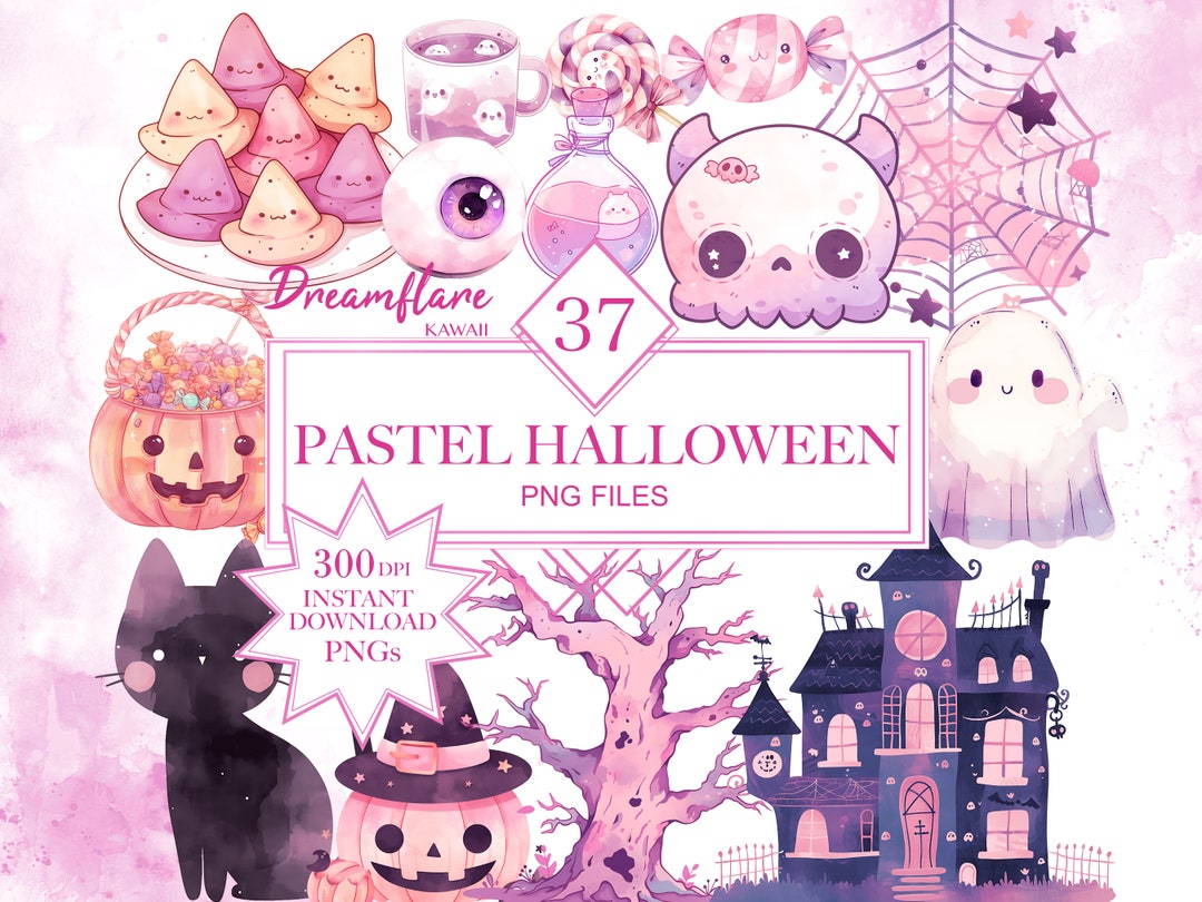 Pastel Halloween PNG Clipart Bundle, Pastel Halloween PNG, Spooky Cute ...