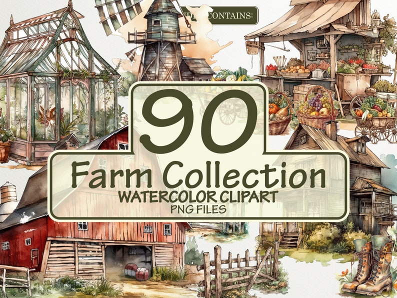 Watercolor Farm Clipart Collection Farming Bundle - Etsy