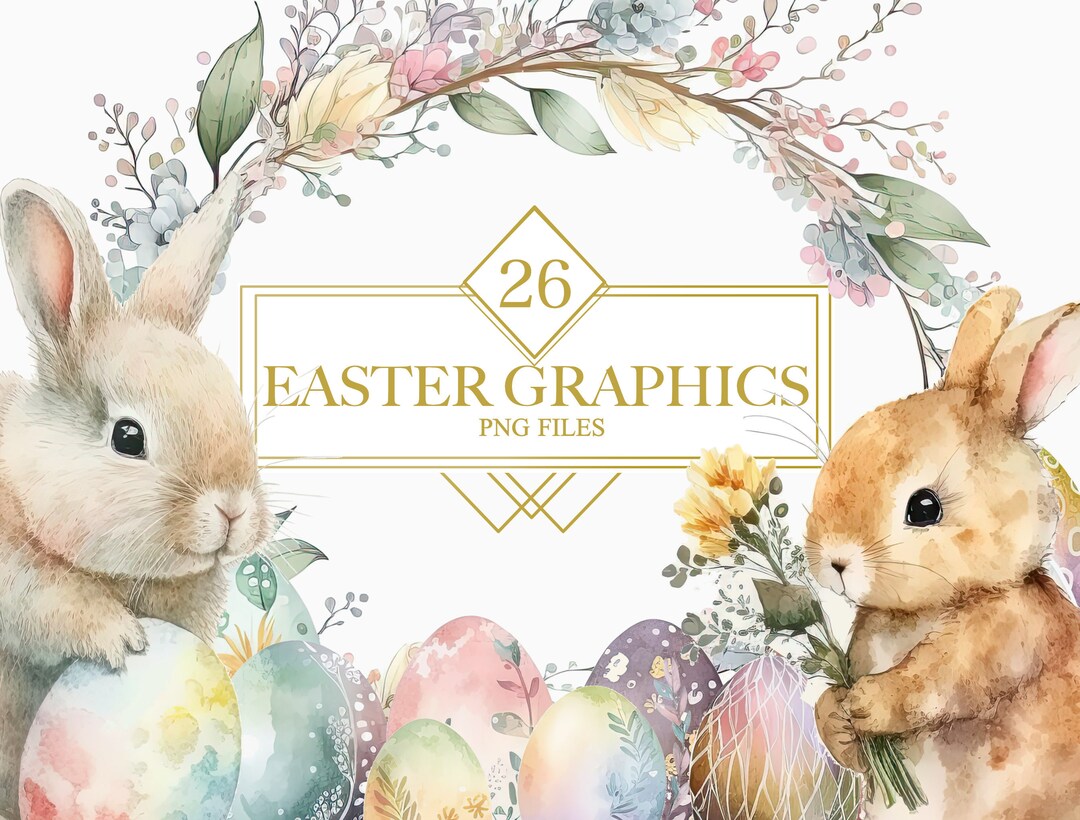 Watercolor Bunnies Clipart Bundle, Easter Bunnies, Easter Clipart ...