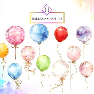 Watercolor Party Balloons Clipart Bundle, Birthday Watercolor Clipart ...
