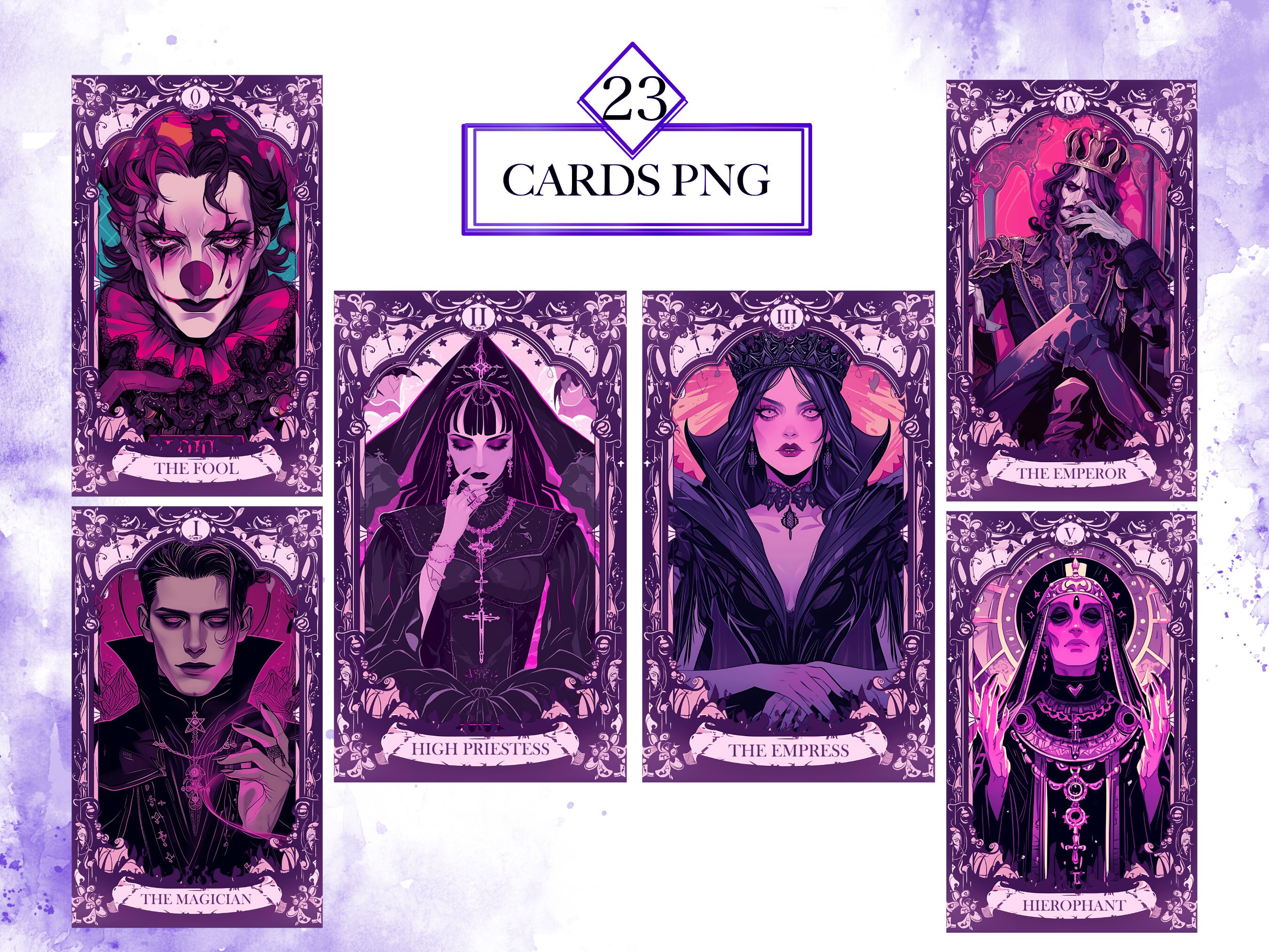 Pastel Goth Tarot Cards PNG Bundle, Gothic Clipart, Witch Clipart ...