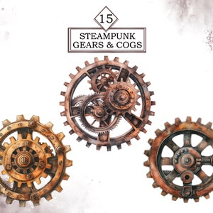 Steampunk Gears and Cogs Clipart PNG Bundle, Steampunk PNG, Cogs ...