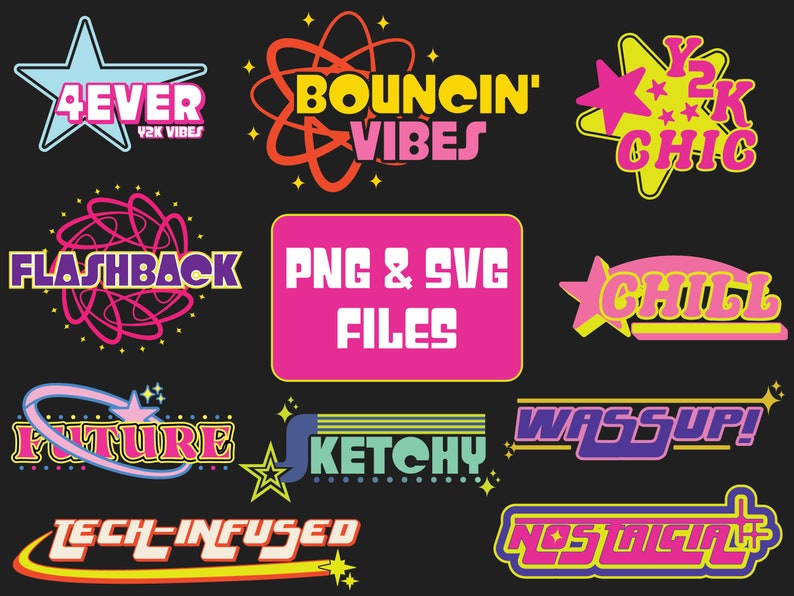 Y2K Vector Graphics 90s 2000s Aesthetic PNG & SVG Futuristic - Etsy