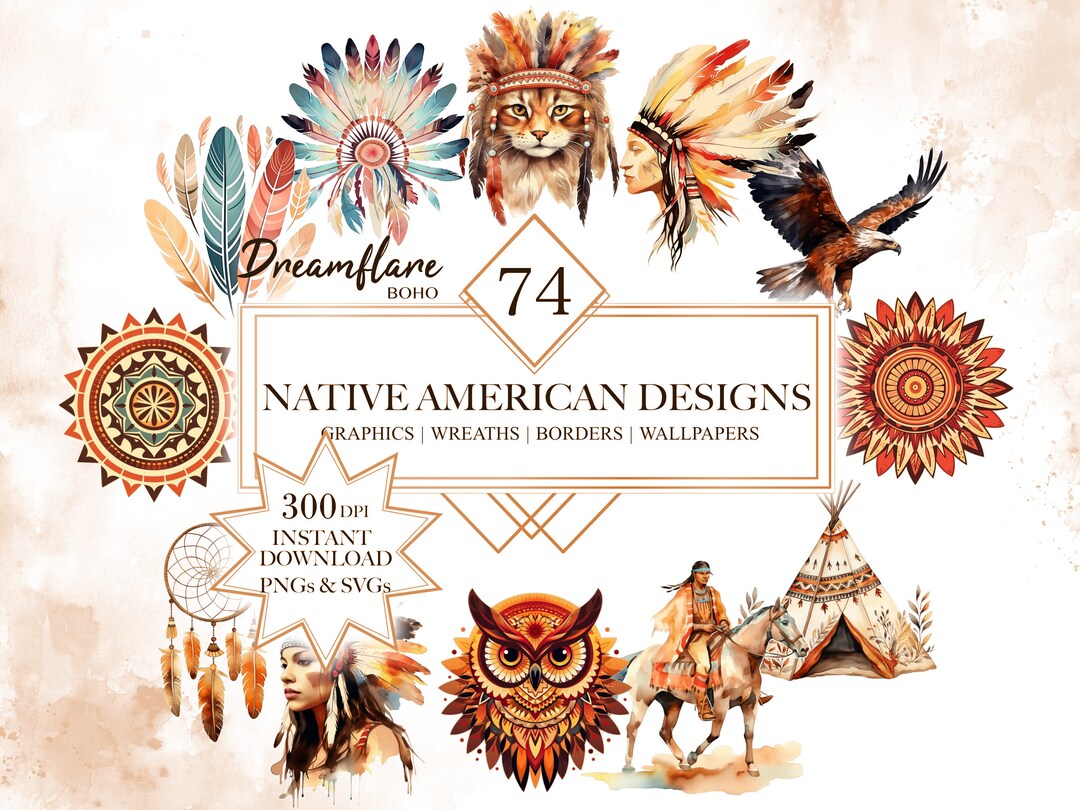 Watercolor Native American Clipart Bundle, Indigenous People Clipart ...