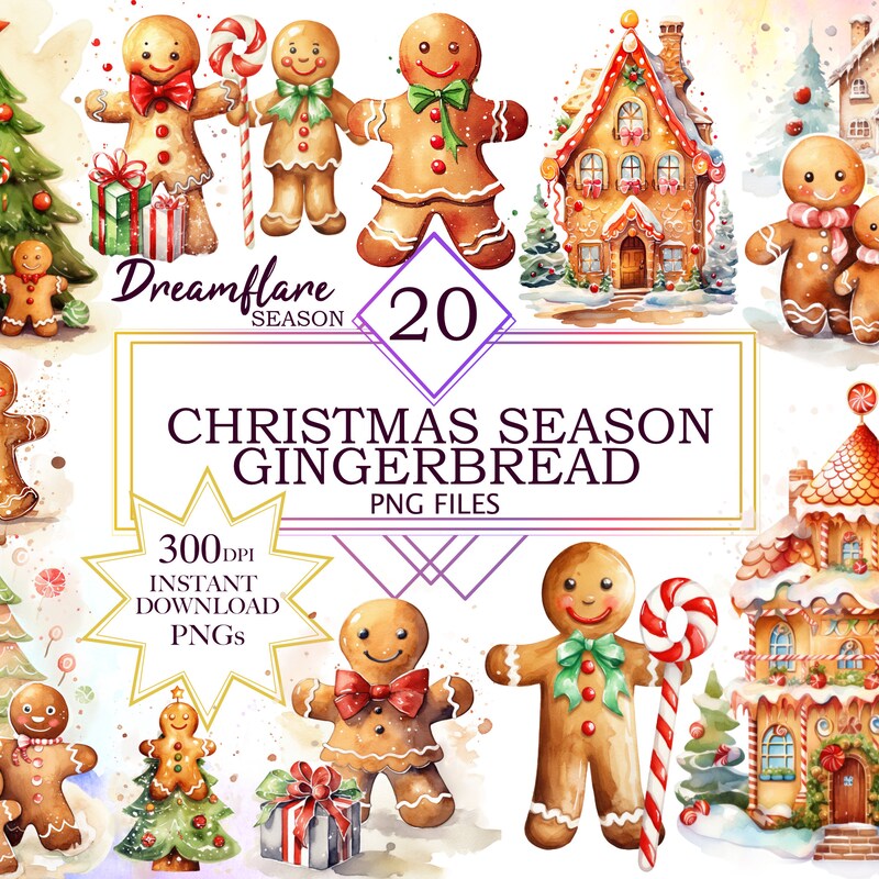 Gingerbread Clipart - Etsy