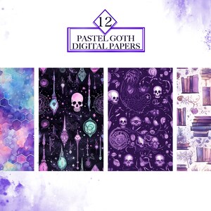 Watercolor Pastel Goth Digital Papers PNG Bundle, Halloween Digital ...