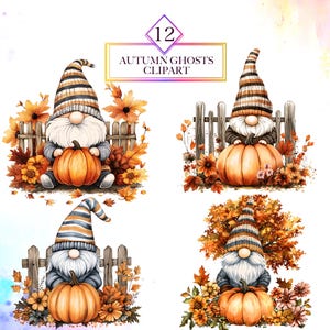 Watercolor Autumn Gnomes PNG Clipart Bundle, Floral Gnomes PNG, Fall ...