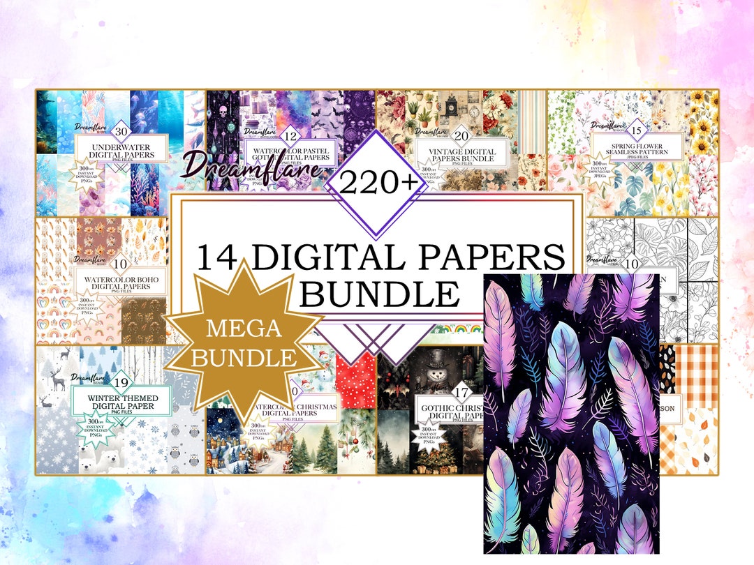 Seamless Digital Paper Clipart PNG Bundle, Collage Paper, Junk Journal ...