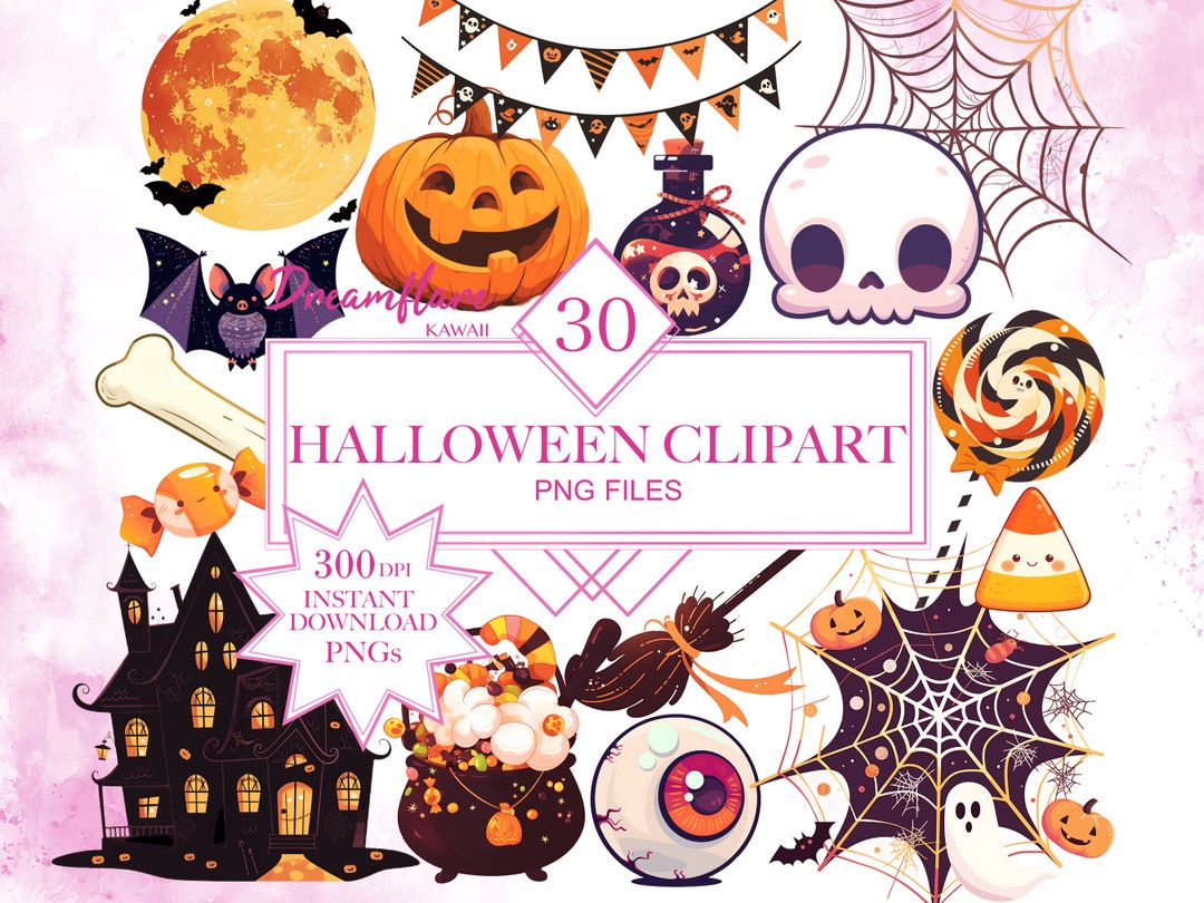 Cute Halloween Clipart Bundle, Halloween PNG, Spooky Cute Halloween ...
