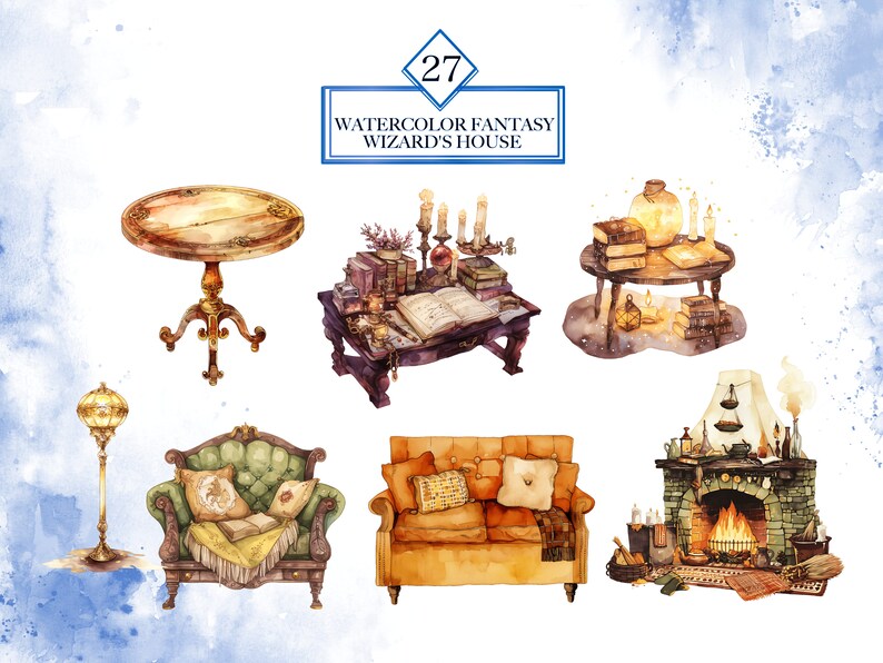 Watercolor Wizard House Clipart Bundle, Fantasy House PNG, Wizard Home ...