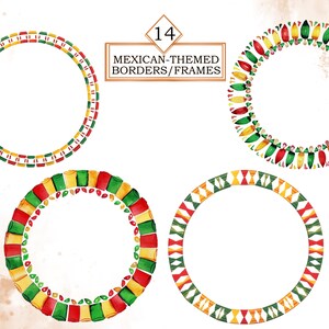 Cinco De Mayo Mexican Themed Border & Frames PNG Clipart Bundle, Frame ...
