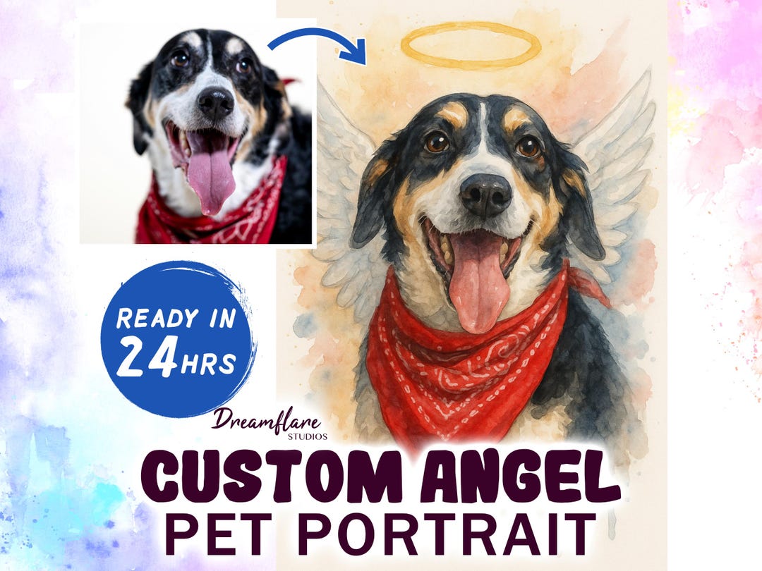 Custom Angel Pet Portrait PNG, Custom Pet Art Gift, Pet Portrait Design ...