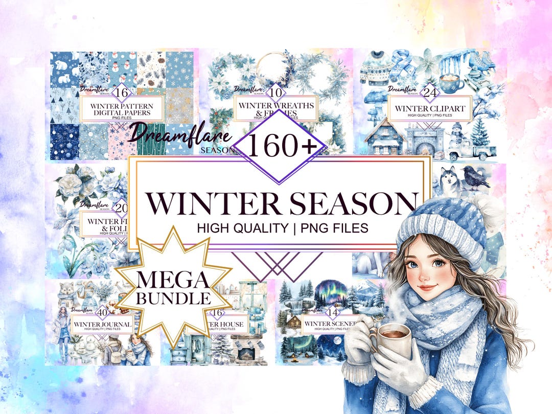 Winter Clipart Mega Bundle, Cozy Winter Clipart, Winter Season Journal ...