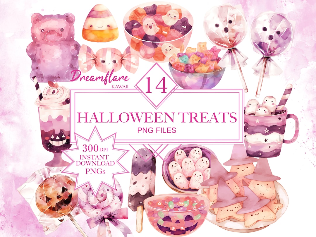 Pastel Halloween Treats PNG Clipart Bundle, Pastel Halloween PNG ...
