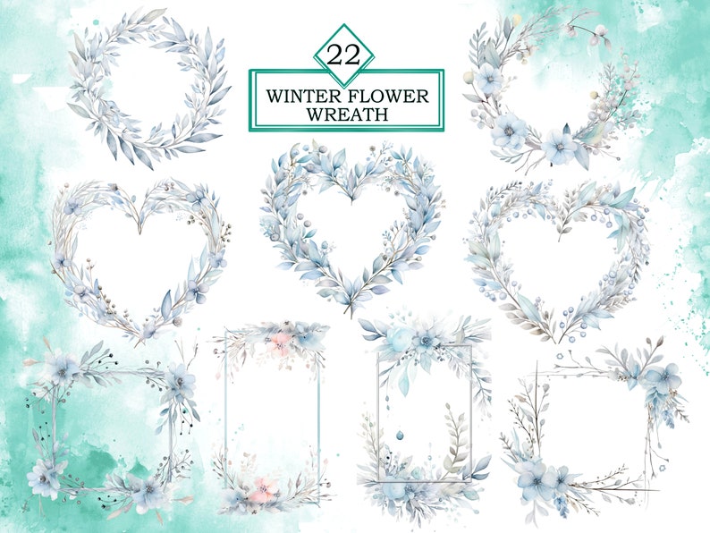 48 Watercolor Winter Flowers Clipart, Floral Clipart, Flowers PNG ...