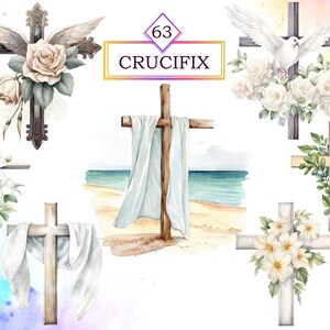 Watercolor Holy Cross Crucifix Clipart, Christian PNG, Catholic Clipart ...