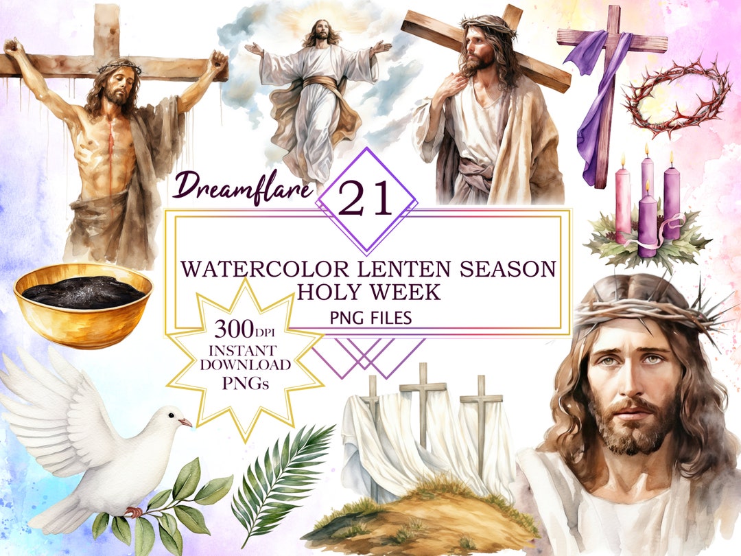 21 Watercolor Holy Week Clipart, Lenten Season, Palm Sunday, Ash ...