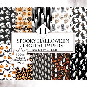 Halloween Digital Papers PNG Bundle, 12x12 Digital Paper, Seamless ...
