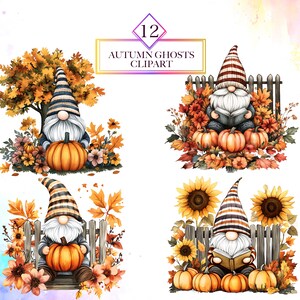 Watercolor Autumn Gnomes PNG Clipart Bundle, Floral Gnomes PNG, Fall ...