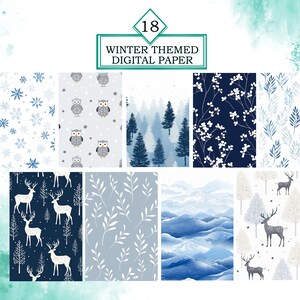 19 Winter Themed Digital Paper Bundle, Winter Jpg, Digital Download ...