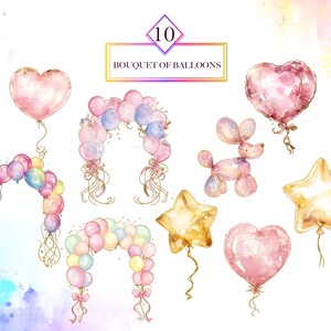 Watercolor Party Balloons Clipart Bundle, Birthday Watercolor Clipart ...