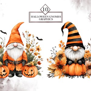 Watercolor Halloween Gnomes PNG Bundle, Garden Gnome Clipart, Spooky ...
