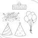 Birthday Line Art Graphics PNG & SVG Bundle, Birthday Digi Stamp ...